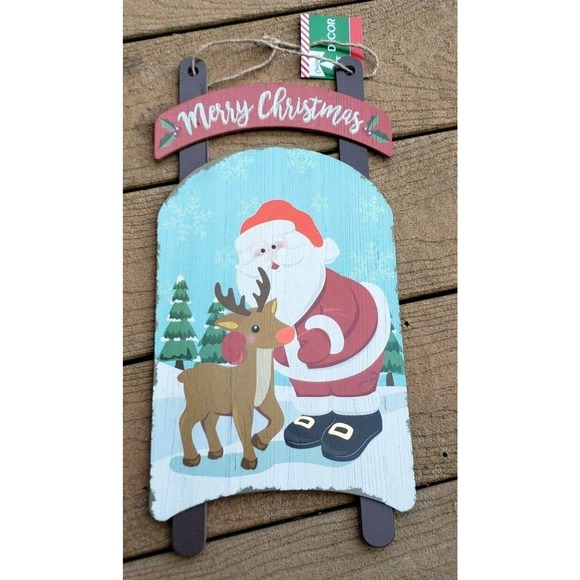 greenbrier | Holiday | New Santa Rudolph Sled Shaped Glitter Christmas ...